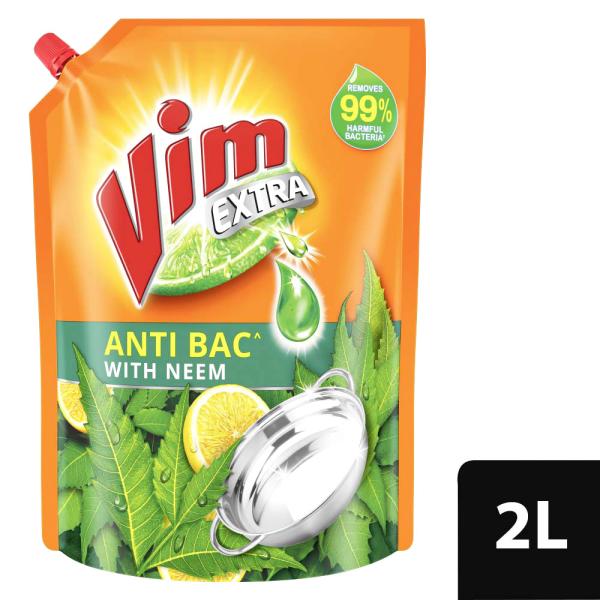 Vim Extra Anti Bac Neem Dishwash Liquid 2 L - JioMart