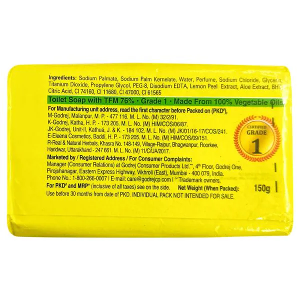 Godrej No. 1 Extra Strong Lime Bathing Soap 150 g (Buy 3 Get 1 Free ...
