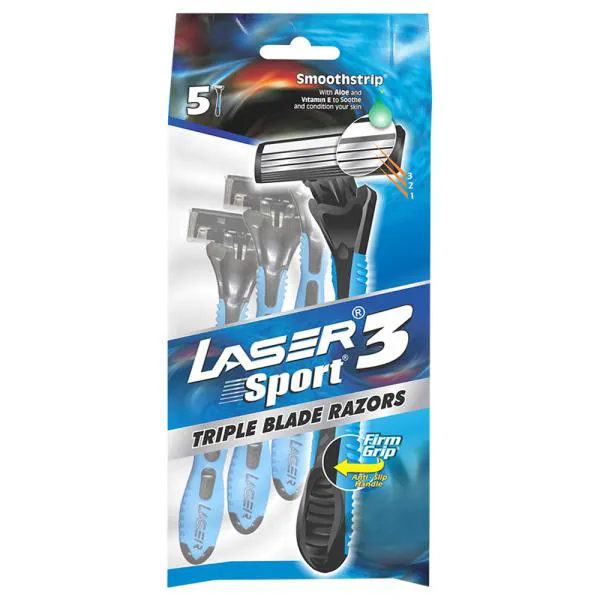 Laser Sport 3 Triple Blade Disposable Razor 5 pcs - JioMart