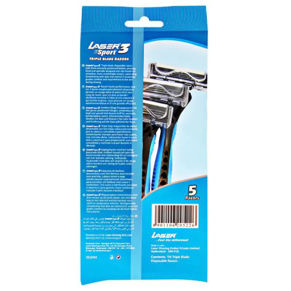 Laser Sport 3 Triple Blade Disposable Razor 5 pcs - JioMart