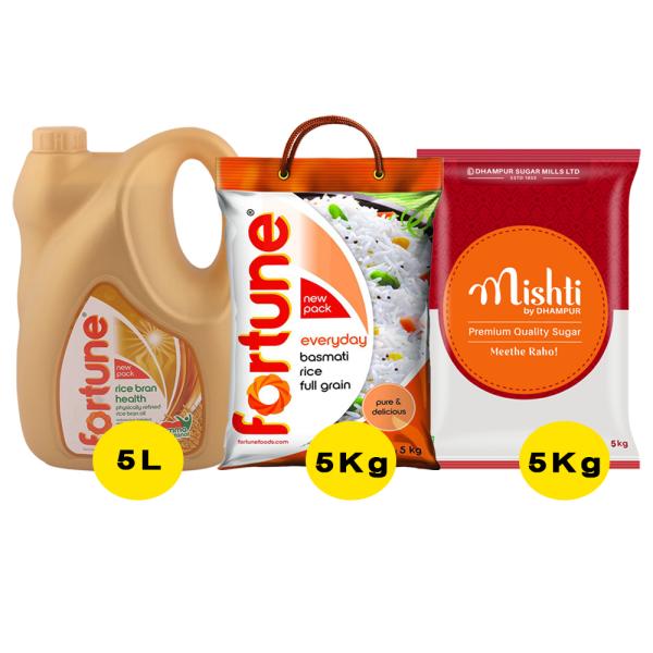 Fortune Everyday Full Grain Basmati Rice 5 kg + Fortune Rice Bran ...