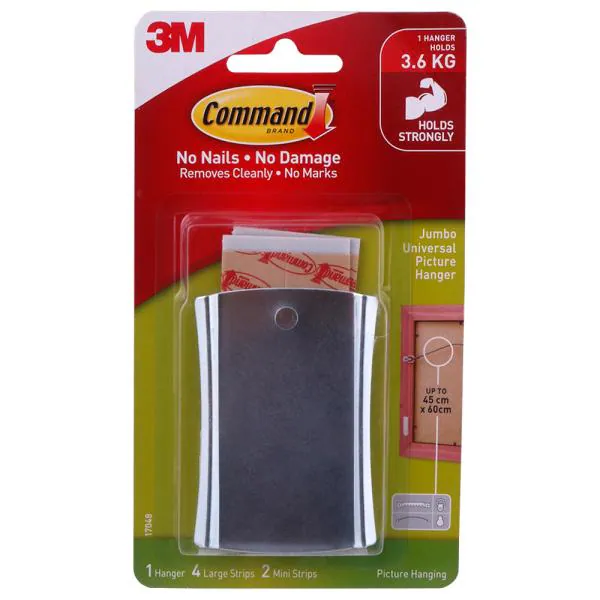 3M Command Jumbo Universal Metal Picture Hanger Set (1 Hanger, 4 Large ...