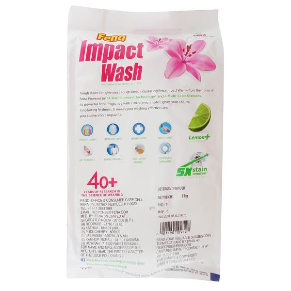 Fena Impact Wash Lemon Detergent Powder 1 Kg - JioMart
