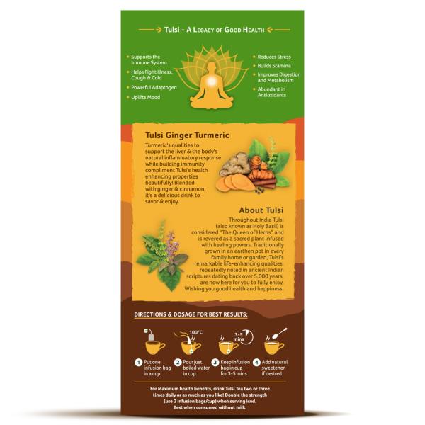 Organic India Tulsi Ginger Turmeric Tea Bags 25 pcs - JioMart