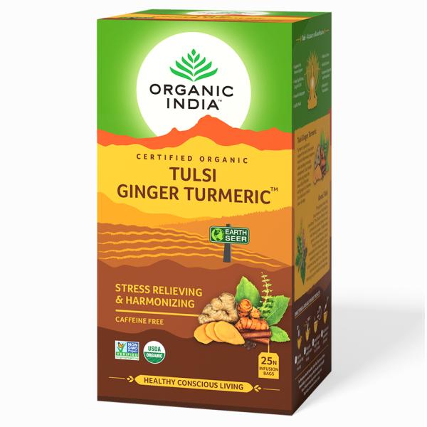 Organic India Tulsi Ginger Turmeric Tea Bags 25 pcs - JioMart