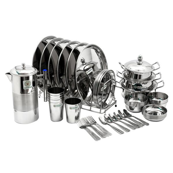 Coconut Stainless Steel Dinner Set (58 Pcs) - JioMart