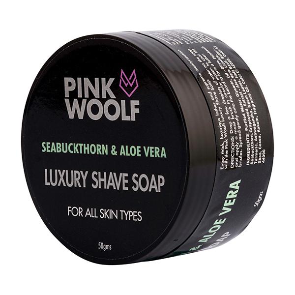 Pink Woolf Luxury Shaving Soap - Seabuckthorn & Aloe Vera 50 gm (Box) - JioMart