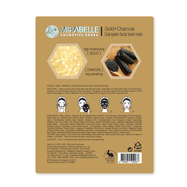 Mirabelle Korea Gold + Charcoal Dual System Facial Sheet Mask 25 Ml ...