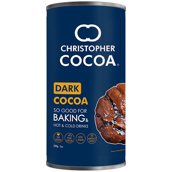 Christopher Cocoa, Dark Cocoa Powder, Unsweetened, 200g (Bake, Cake ...