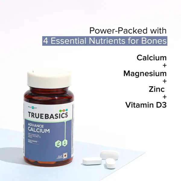 TrueBasics Advance Calcium Tablets for Women and Men, with Vitamin D3 ...