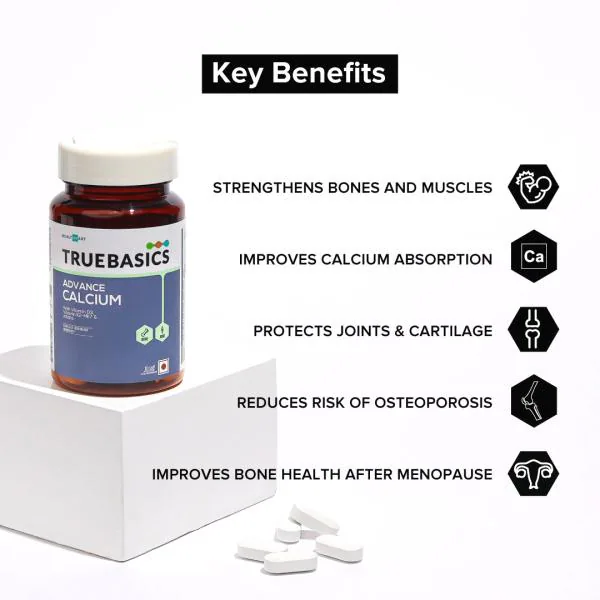 TrueBasics Advance Calcium Tablets for Women and Men, with Vitamin D3 ...