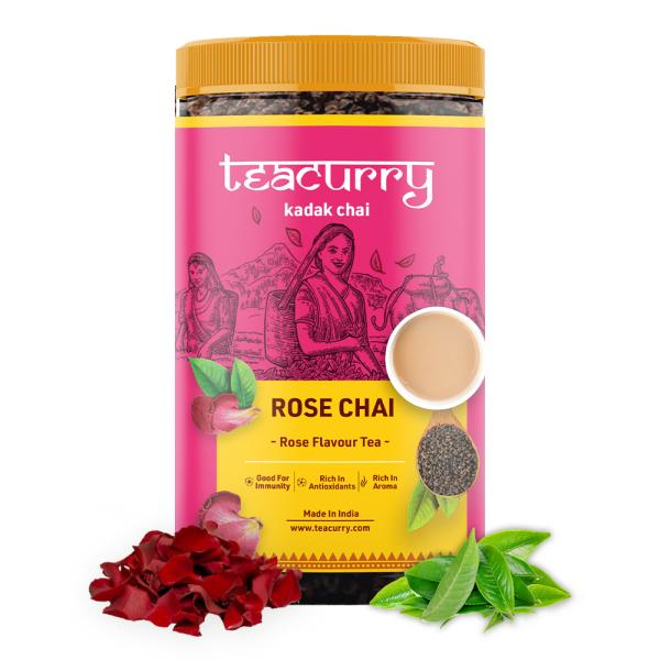 TEACURRY Rose Chai (100 gms) - Rose Flavored Tea for Immunity, Skin ...