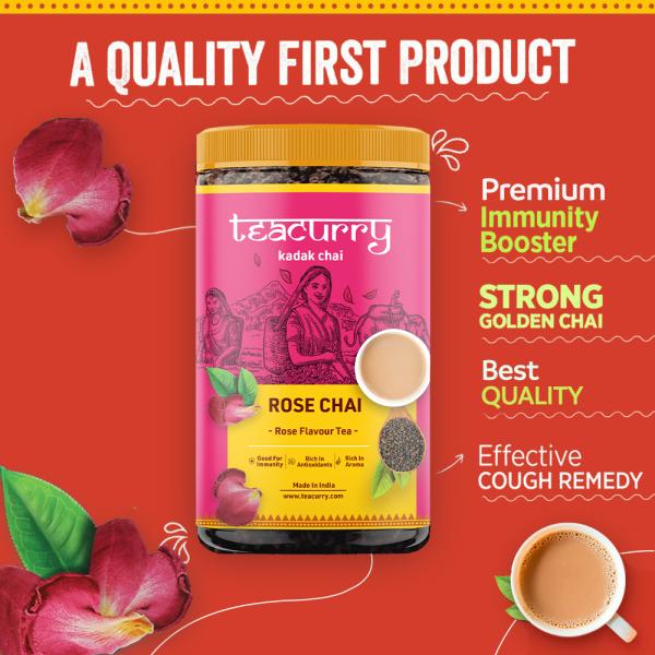 TEACURRY Rose Chai (100 gms) - Rose Flavored Tea for Immunity, Skin ...
