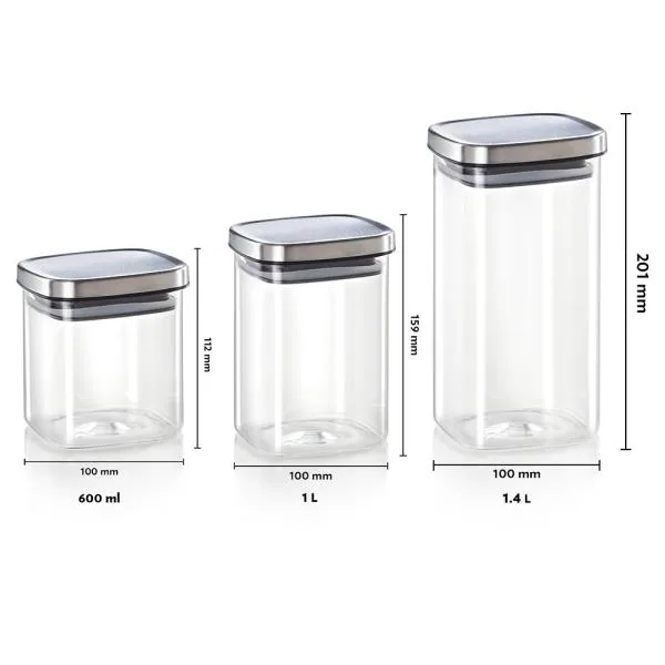 Borosil Classic Square Glass Jar, Air-Tight Storage Container for ...