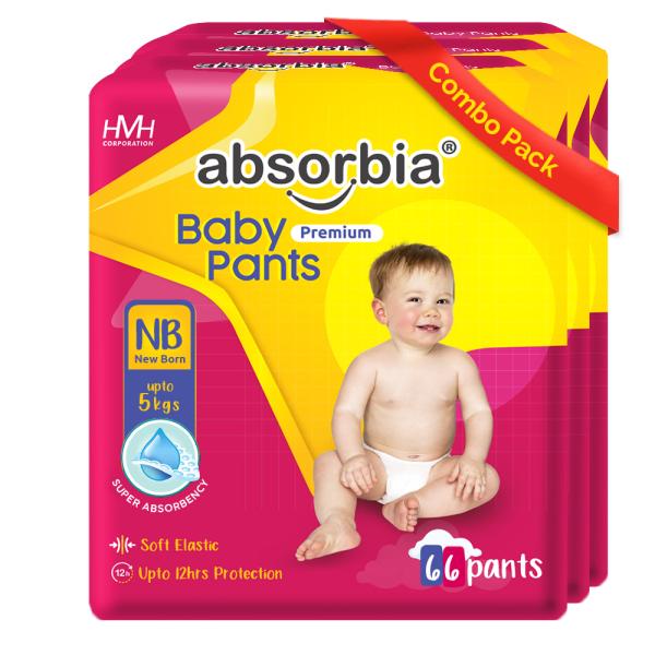 Absorbia Baby Diaper Pants Premium, New Born - 198 Count - JioMart