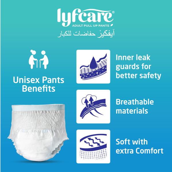 lyfcare Adult Pull -Up Pants Diapers ,Large-120 Pieces (Pack Of 12 ...