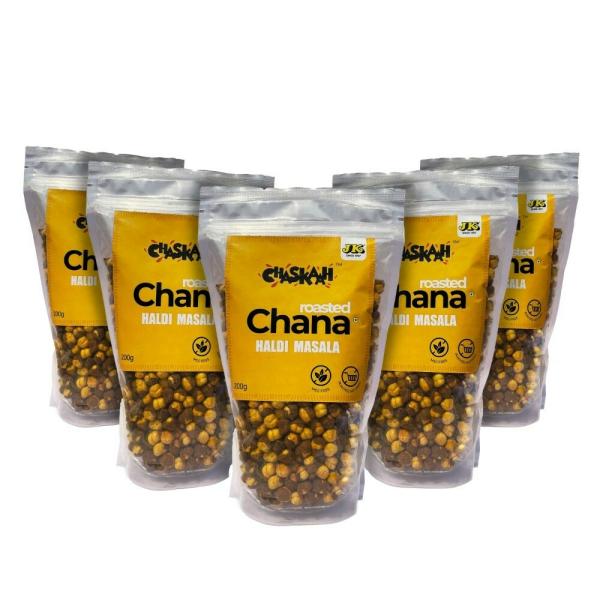 Chaskaah Haldi Masala Chana 1Kg (200gx5) by JK | Bhuna Chana | Roasted Masala Chickpeas Roasted ...