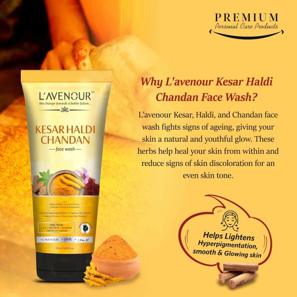 L'avenour Kesar Haldi Chandan Face Wash For Men & Women | Natural Ubtan Facewash - 115ml (Pack ...