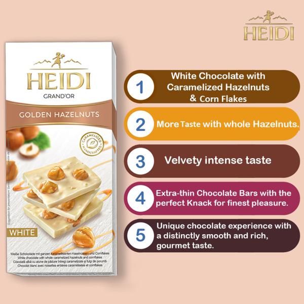 Heidi Golden White Chocolate Bar With Whole Caramel covered Hazelnut ...