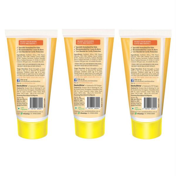 DentoShine Gel toothpaste for Kids Mango, Pack of 3 (80 g each) - JioMart