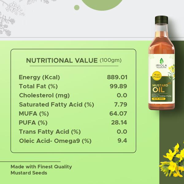 Iriola Nayesha Mills Wood Pressed Mustard Oil - 1 Litre Combo| Natural ...