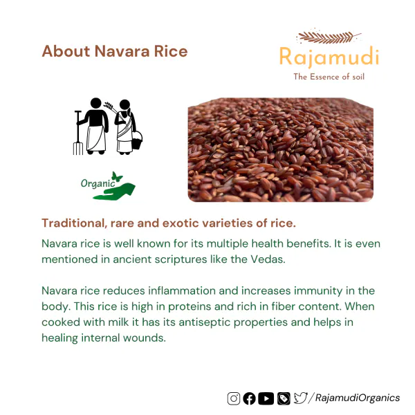 Rajamudi Kerala Medicinal Njavara Rice - Organic Navara Rice 1 KG - JioMart