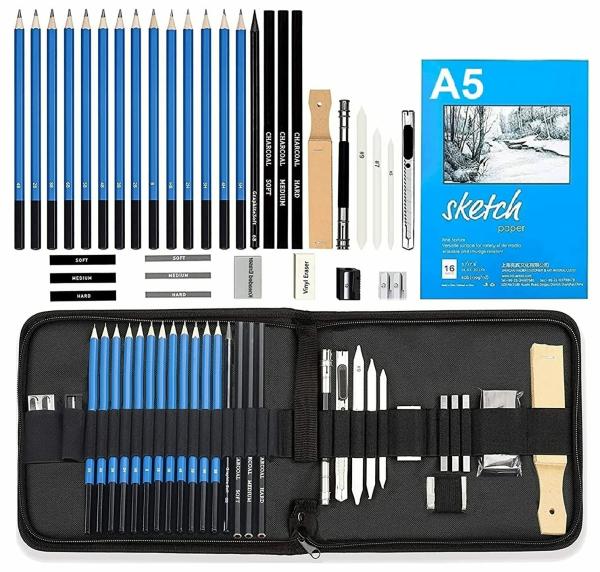 Corslet 35 Pc Art Sketching Kit Sketch Pencils Set for Artists with A5 ...