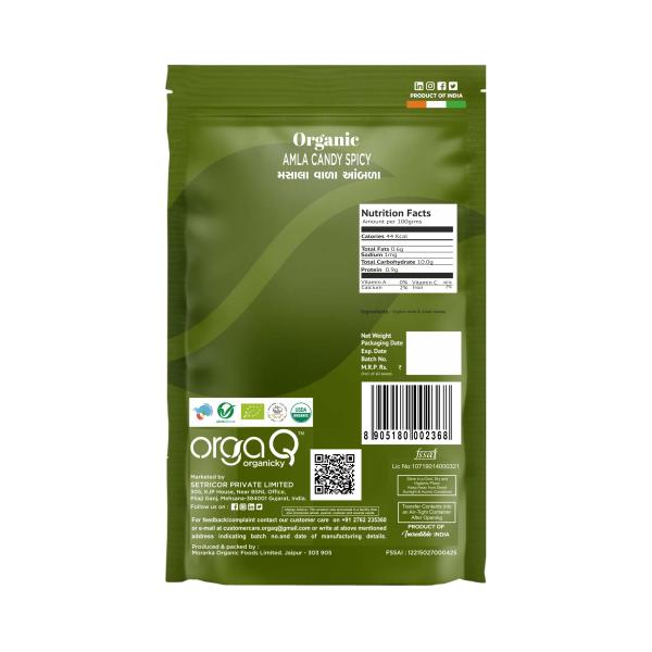 OrgaQ Organicky Spicy Amla Indian gooseberries Awala Candy - 250 Grams ...