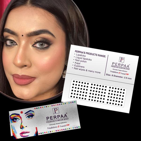 PERPAA Kumkum Black Round Bindi Book for Ladies Forehead (Stick On) (08 ...