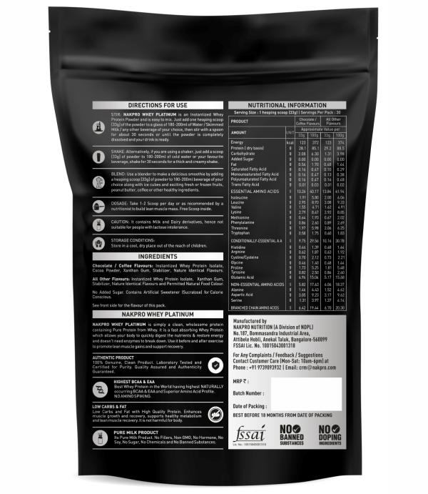 NAKPRO Chocolate Flavour Whey Protein Isolate Supplement Powder 1 Kg ...