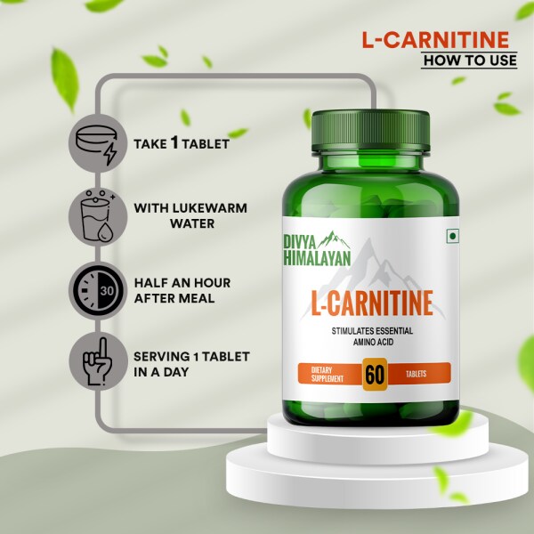 Divya Himalayan L-Carnitine L-Tartrate 500mg Fat Burner, Energy Booster ...
