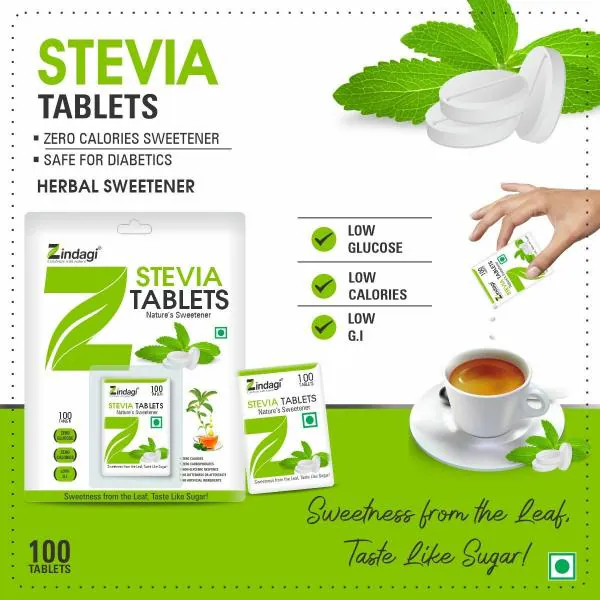 Zindagi 100% Natural Stevia Sugar-Free Tablets - Zero Calories ...