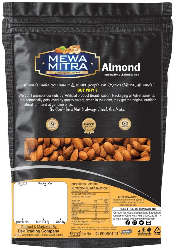 Mewa Mitra 100% Natural California Jumbo Almonds 250 g - JioMart