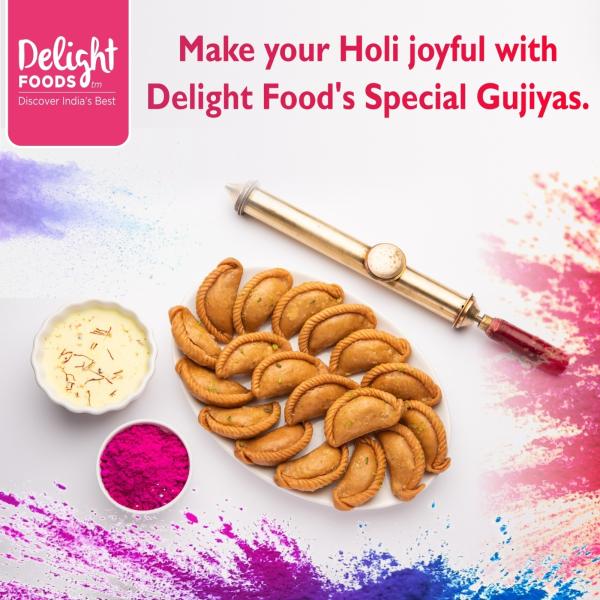 Delight Foods Holi Special Gulab/ Rose Gujiya -Holi Gift Box, Indian ...