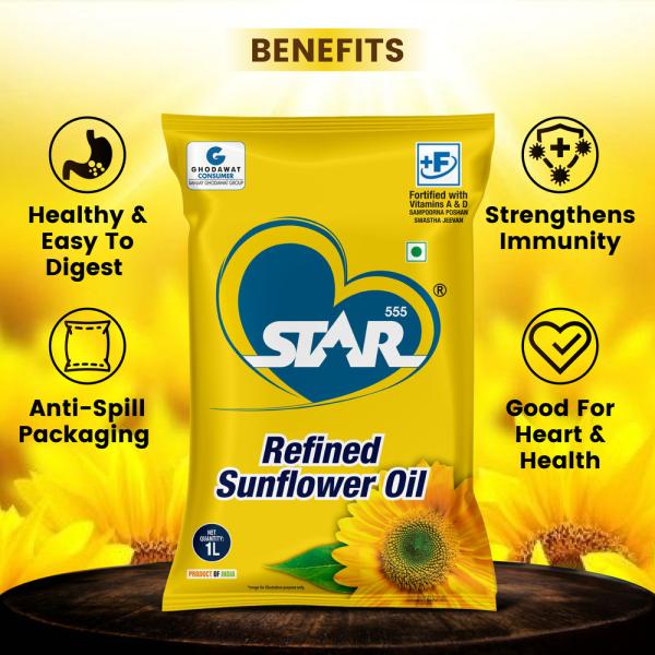Star555 Refined Sunflower Oil 1 L| Delicious & Tasty Cooking Oil For a Healthy Life - Pack of 3 ...