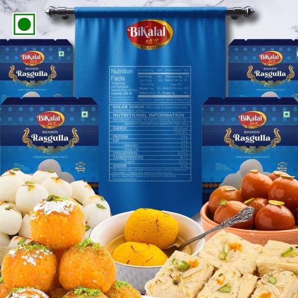 Bikalal | Rasgulla - 4Kg (1Kg x 4) | Aslee Bikaneri-Indian dessert | sweet and spongy | No ...