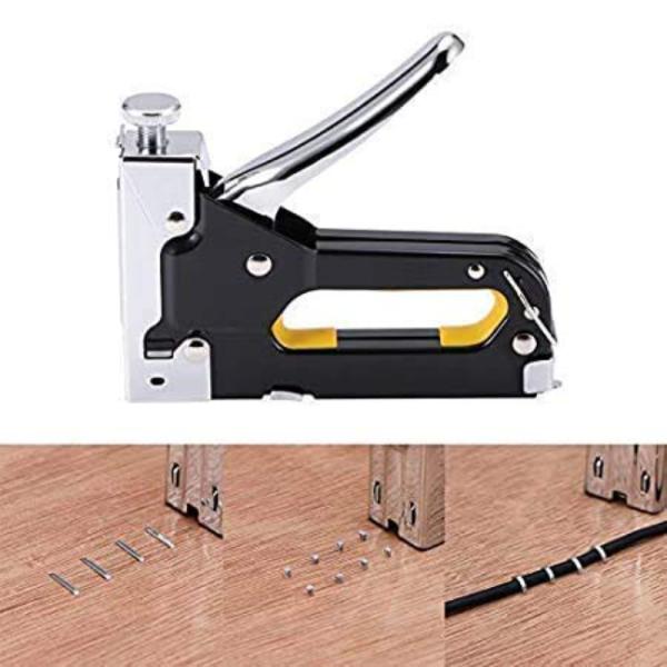 KARTUNBOX Multi-Function Wooden Stapler Gun with 100 Nails Manual Steel Staple Machine for ...