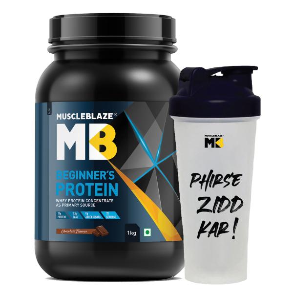 MuscleBlaze Beginner's Protein Powder (Jar Pack), Whey Supplement, No ...