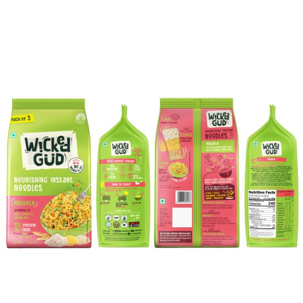 WickedGud Curry (201gm) & Masala (207gm) Instant Noodles | Healthy ...