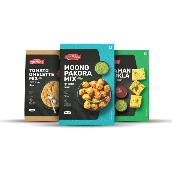 Khomane Moong Bhaji, Tomato Omllete, Khaman Dhokla Pack of 3 - 200 Gm ...