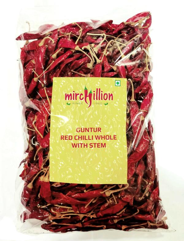 Mirchillion Guntur Red Chilly Whole with stem - 500gms saver pack - JioMart