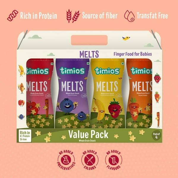 Timios Melts Wholegrain Preservative free Kids Snacks|Pack of 4 ...