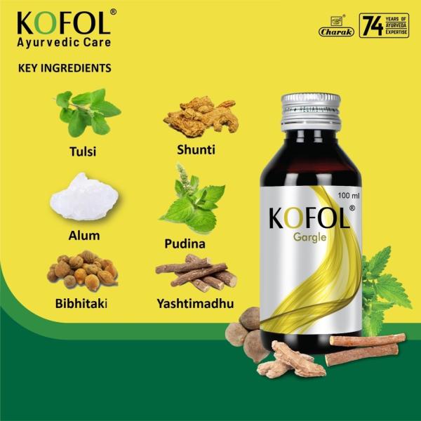 Kofol Gargle by Charak Pharma For Cough & Cold And Sore Throat (100 ml ...
