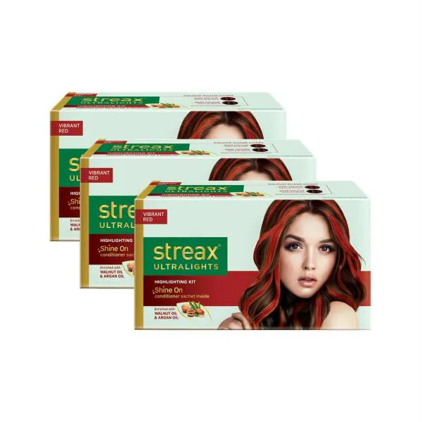 Streax Vibrant Red Highlights Kit For Men And Women, 60 Ml (Pack Of 3 ...