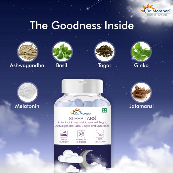 DR. MOREPEN Sleep Tabs 100% Drug Free & Herbal/Vegetarian Sleep |Stress ...