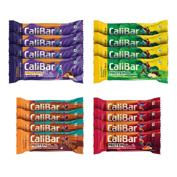 CaliBar 20g & 10g Protein Bar - All Variants - 4 Bars Almond Choco, 4 ...