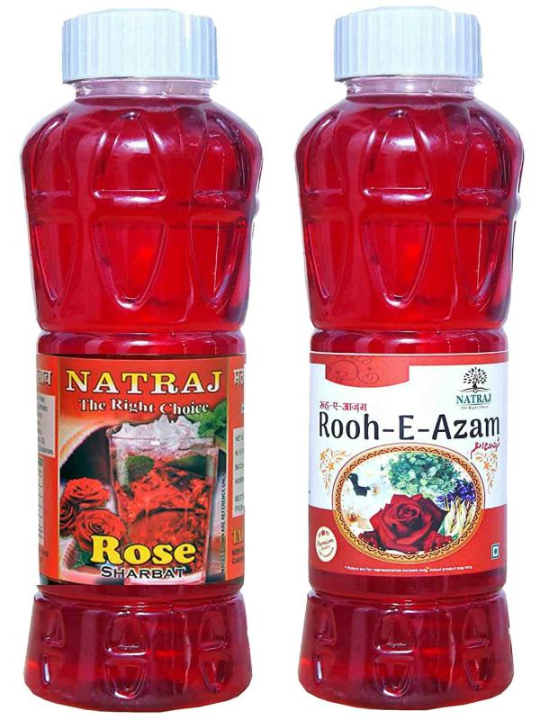 Natraj The Right Choice Rose Sharbat and Rooh-e-azam Sharbat Syrup ...