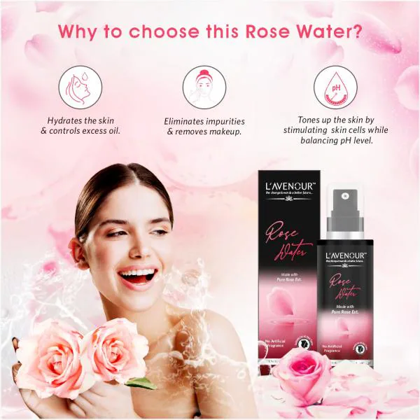 L'avenour Pure Steam Distilled Rose Water For All Skin Types, 100% ...