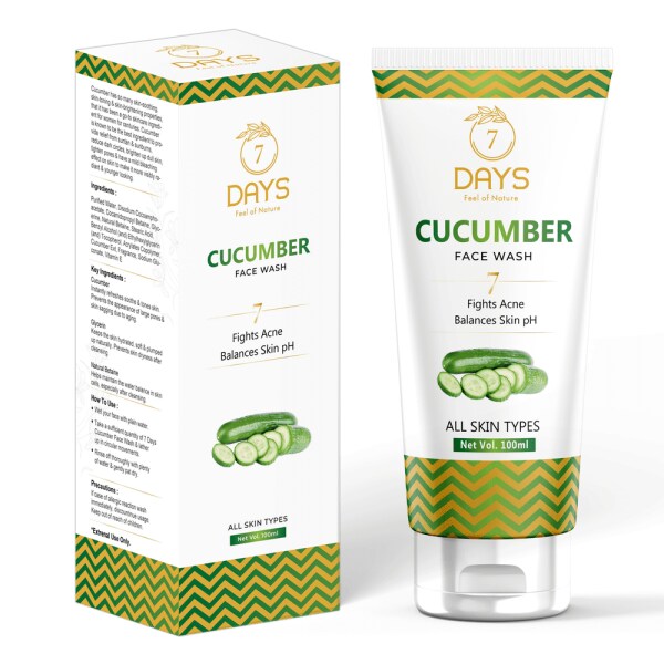 7 DAYS Cucumber Face Wash - Fights Acne Balances Skin pH - 100ml - JioMart