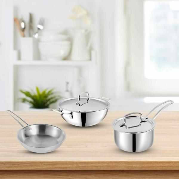Kraft Futuretec Triply Stainless Steel 3 Pcs Set Combo - Extra Deep ...